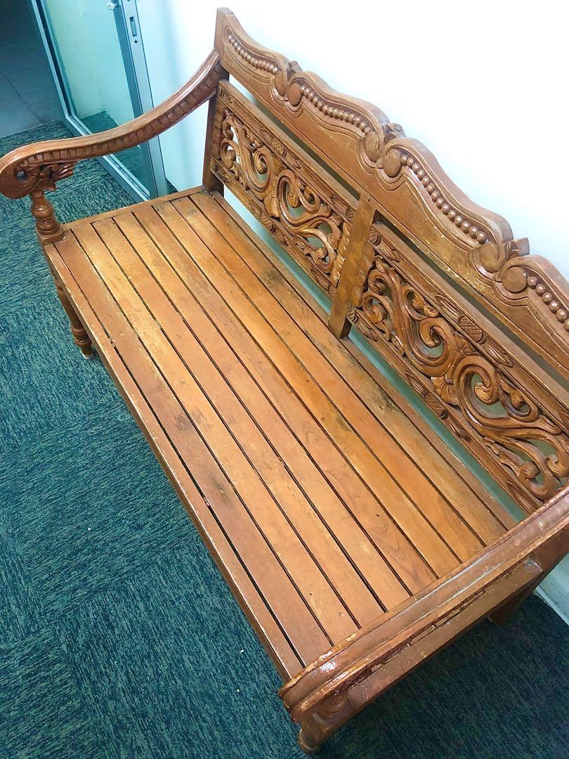 Original Balinese teakwood bench, Furniture & Home Living, Furniture ...