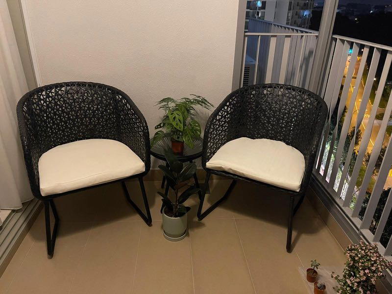 Outdoor Black Ratten Set, Furniture & Home Living, Furniture, Tables ...