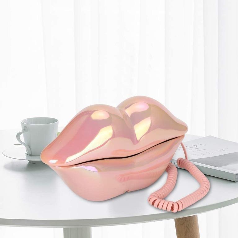 Pink Mouth Telephone, Wired Landline Telephone, Novelty Sexy Lip ...