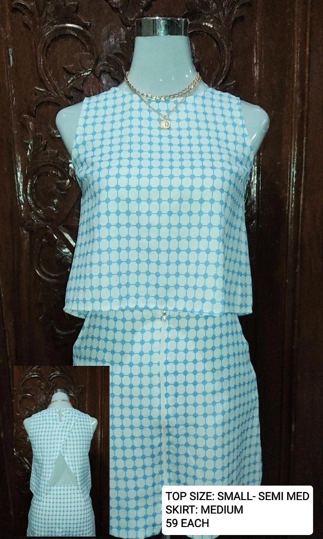 Plaid White and Blue Coordinates, Women's Fashion, Dresses & Sets, Sets ...