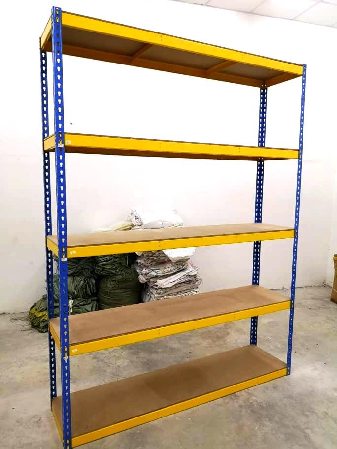 Rack besi boltless rack kuning biru 84x84x18, Furniture & Home Living ...