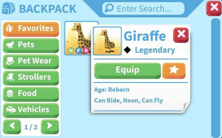 Roblox adopt me NFR Giraffe 8/8, Video Gaming, Gaming Accessories, In ...
