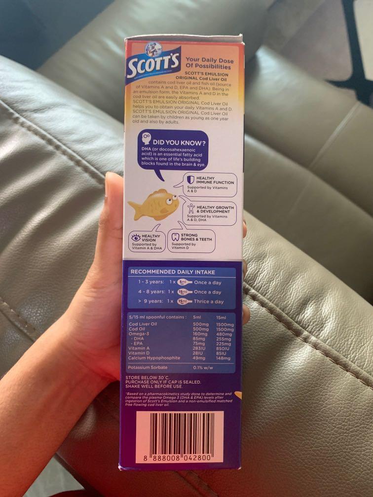 Scott’s Original Flavour Cod Liver Oil Syrup., Babies & Kids, Nursing ...