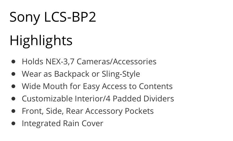 Sony Camera bag (LCS-BP2), Photography, Photography Accessories, Camera ...