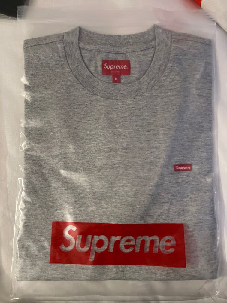 SUPREME GREY SMALL BOX TEE, Men's Fashion, Tops & Sets, Tshirts & Polo ...