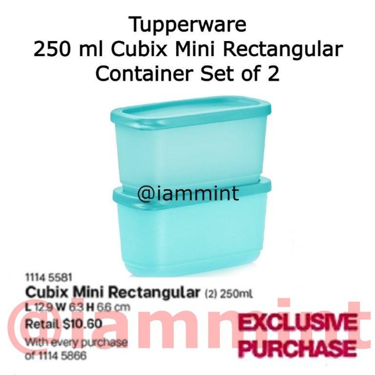 Tupperware 250 ml Cubic Cubix Mini Rectangular Container Box Set of 2 ...