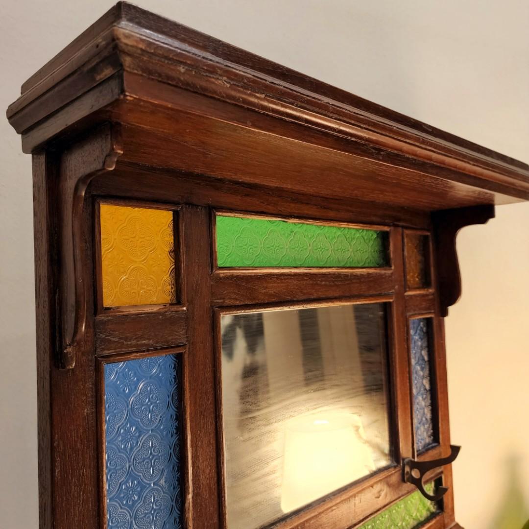 Vintage Peranakan Color Tinted Motifs Glasses Mirror Frame Rack with ...