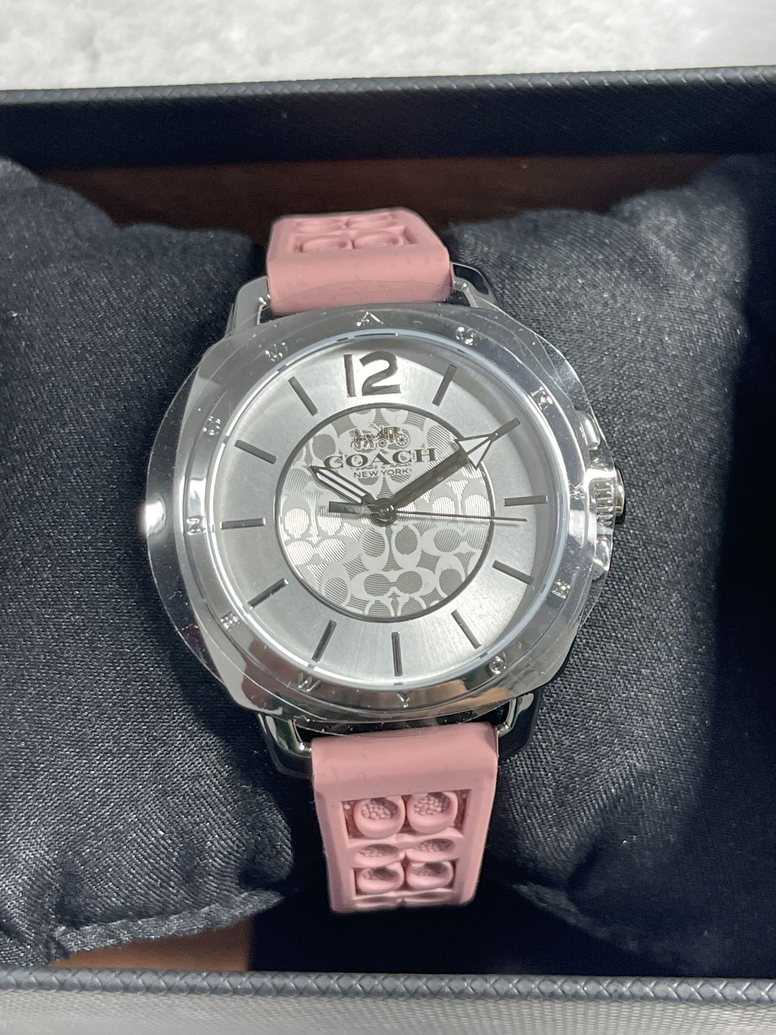 Coach pink rubber strap watch, Women's Fashion, Watches & Accessories ...