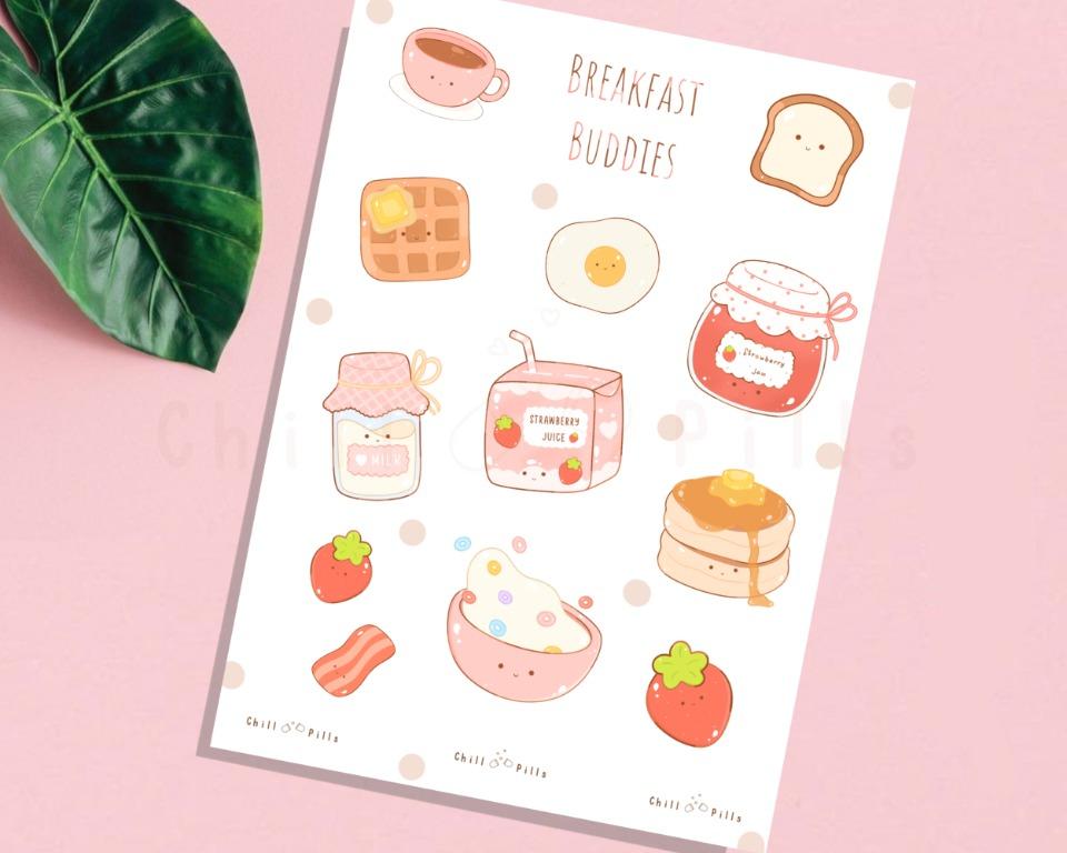 Cute breakfast sticker sheet, Cute foods stickers, Asian foods and ...