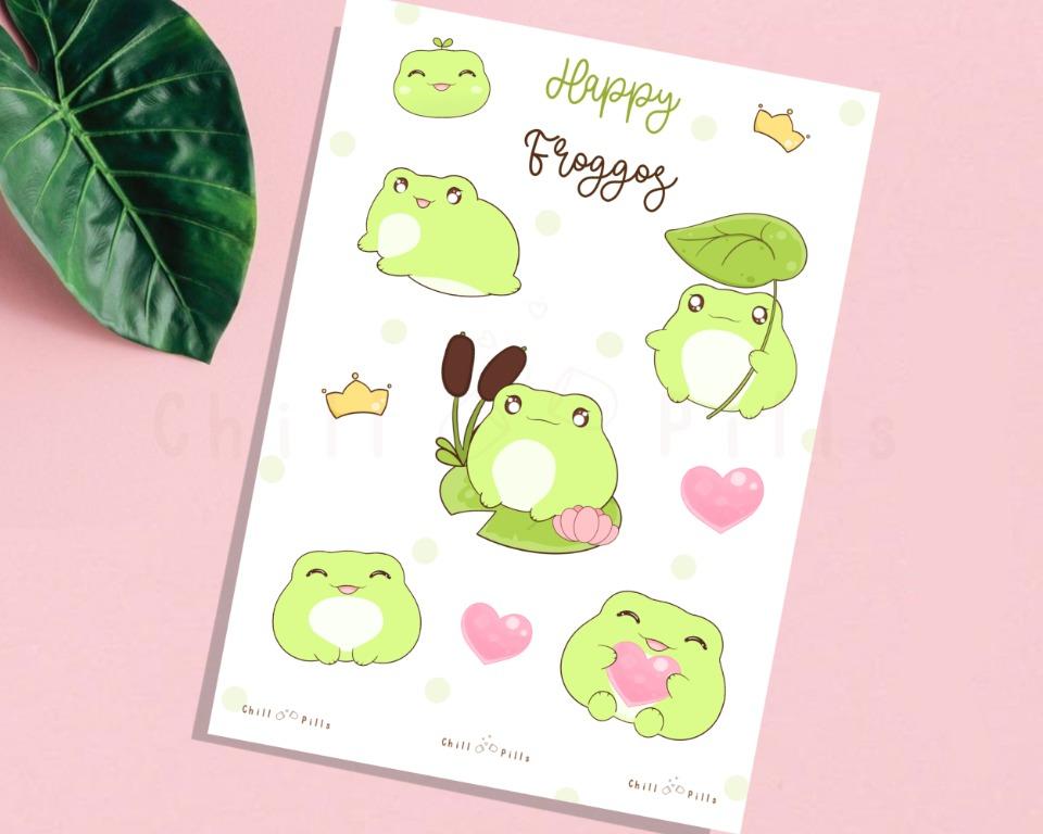Cute frog sticker sheet- 2, Frogs sticker sheet, Cute animals sticker ...