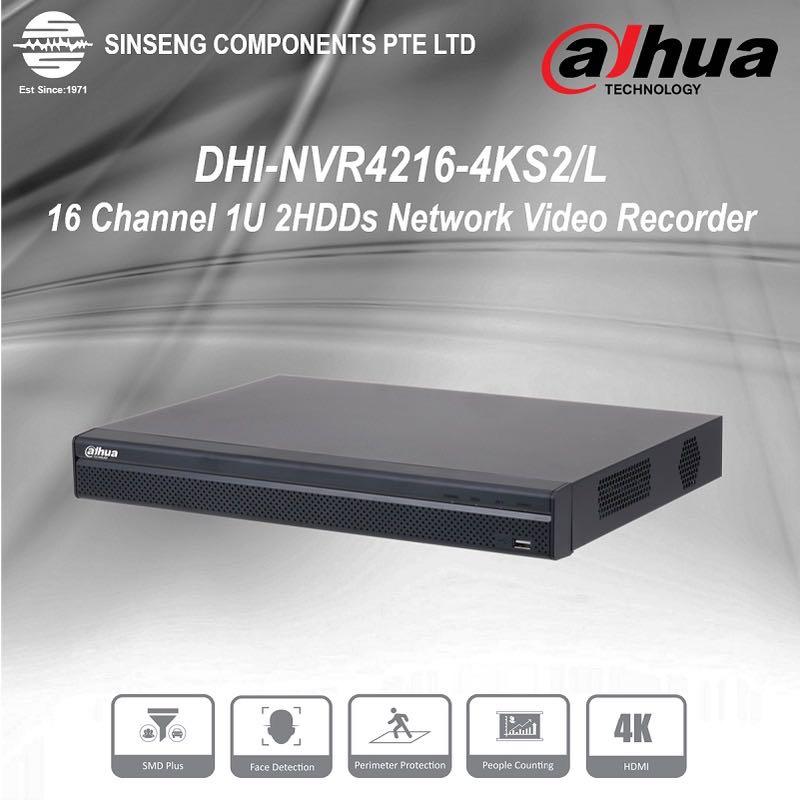 Dahua 16CH NVR DHI-NVR4216-4KS2/L 16 Channel 1U 2HDDs 4K & H.265 ...