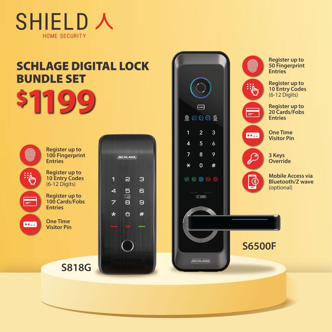 Digital Lock Bundle - Schlage S818G (gate) + S6500F (door), Furniture ...
