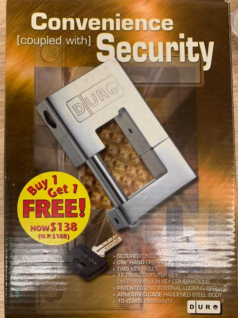 Duro lock + pad lock for HDB Gate., Furniture & Home Living, Security ...