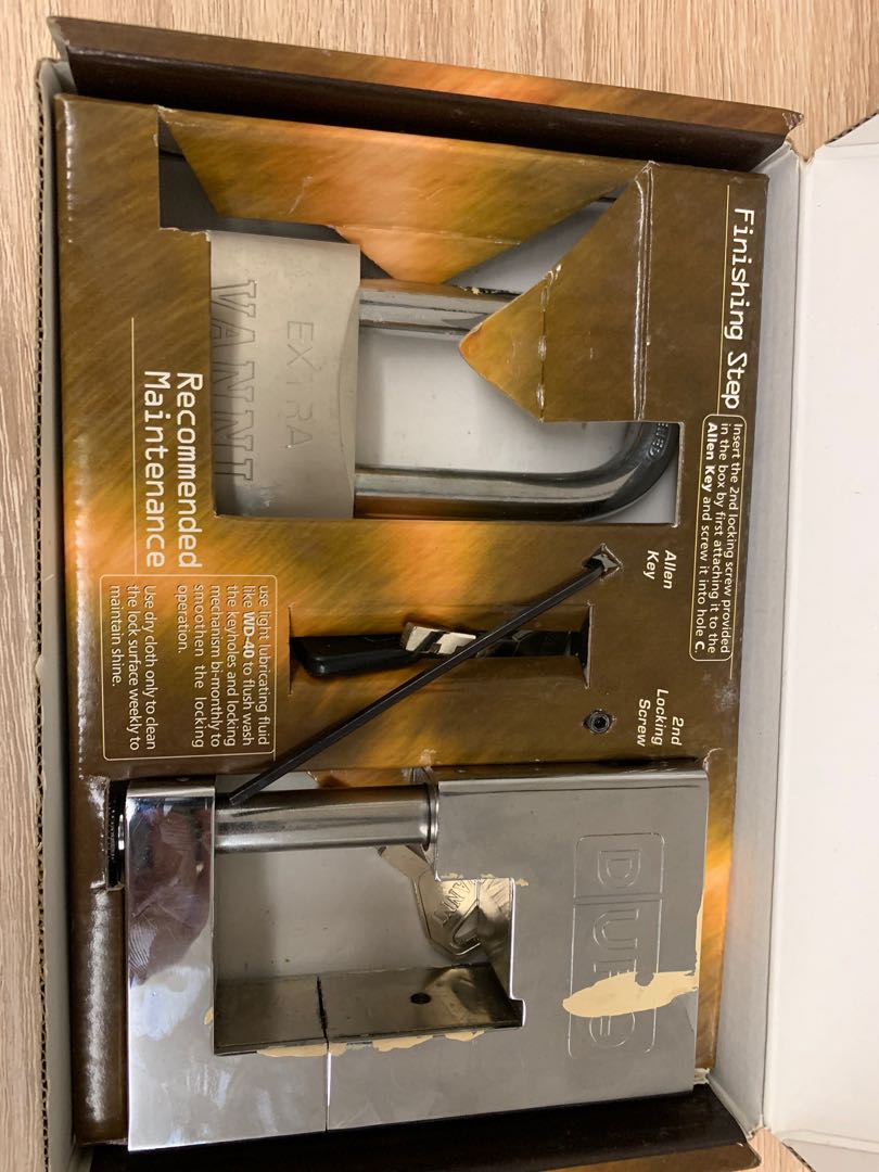 Duro lock + pad lock for HDB Gate., Furniture & Home Living, Security ...