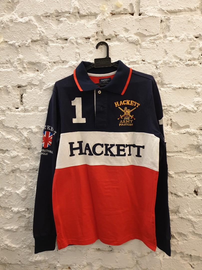HACKETT British Army Polo Team #1 Men's Long Sleeve Polo Shirt Rugby ...
