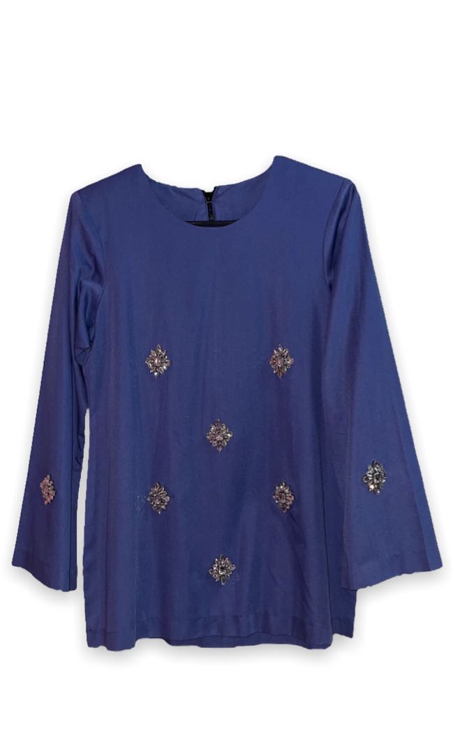 Icahfa - Mini Kurung in Navy Blue, Women's Fashion, Muslimah Fashion ...