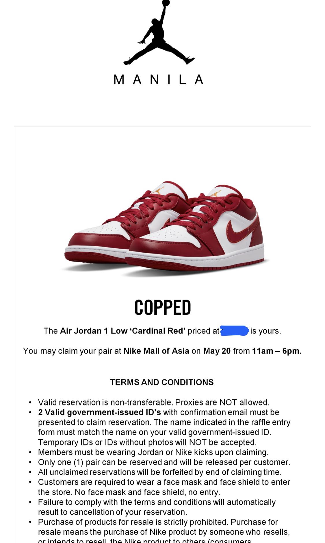 JORDAN 1 LOW CARDINAL RED, Men's Fashion, Footwear, Sneakers on Carousell