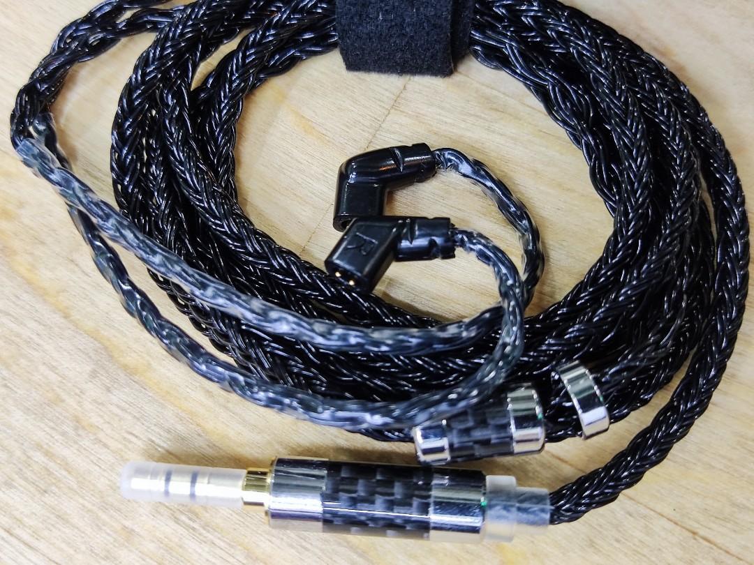 Black Lightweight 8 core KZ CCA Qdc connection to 3.5mm adapter wire for IEM, Audio, Portable ...