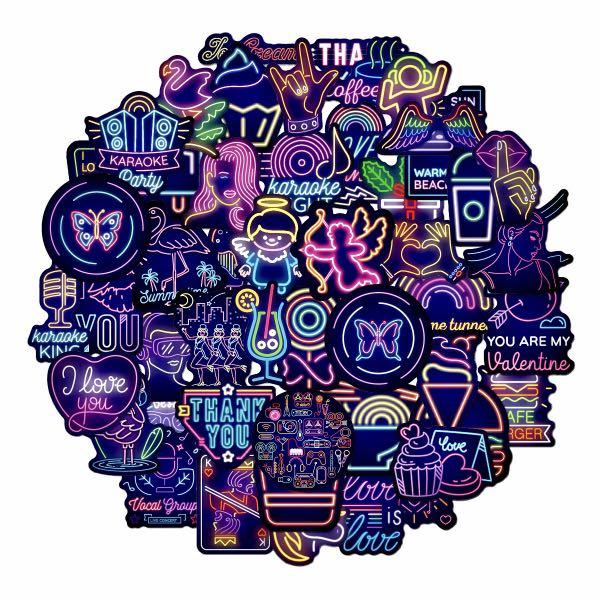 (Stickers) 50pc VSCO Neon Lights Sign Food Logo Positive Quotes Simple ...