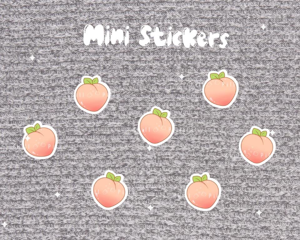 Pack of 10 Cute Peach mini stickers, Cute peach stickers, Cute fruit ...