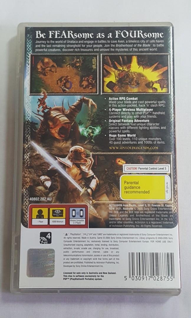 PlayStation PSP Untold Legends Brotherhood Of The Blade, Video Gaming ...