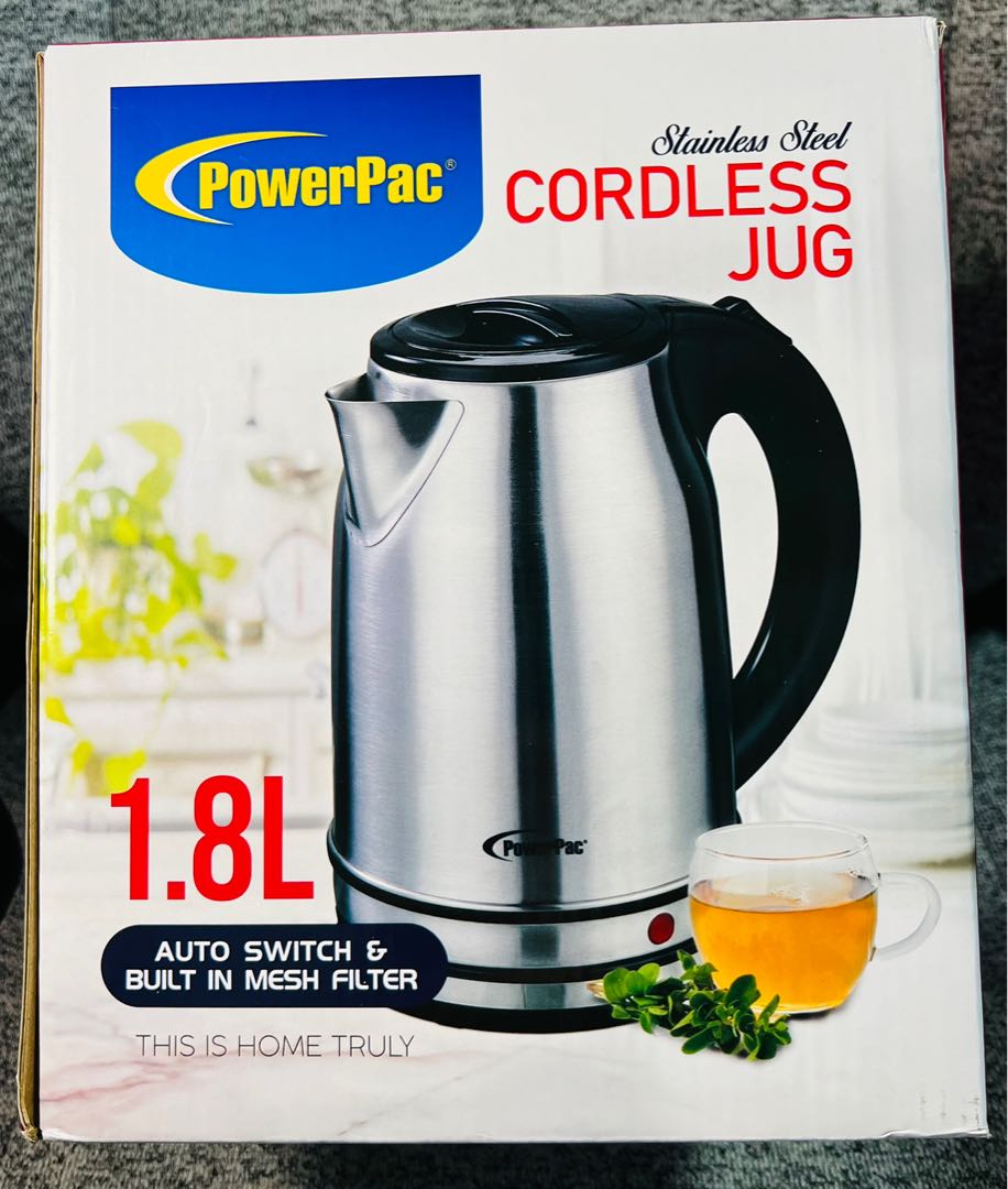 PowerPac Cordless Kettle Jug 1.8L Stainless Steel (PPJ2003), TV & Home ...