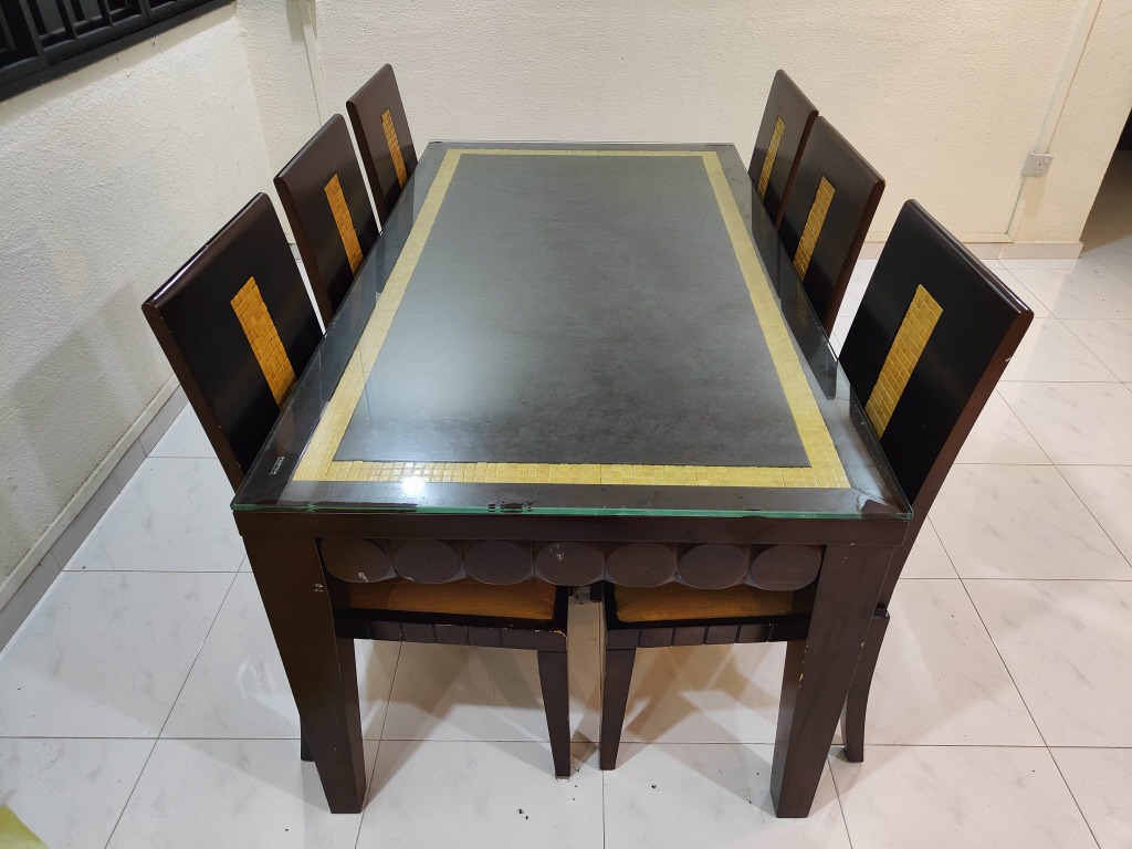 Preloved 6-Seater Dining Table with Drawers (Whole Set) - Cheap ...