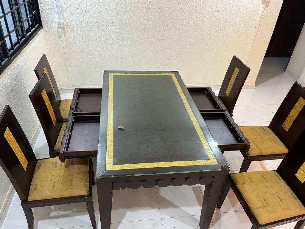 Preloved 6-Seater Dining Table with Drawers (Whole Set) - Cheap ...