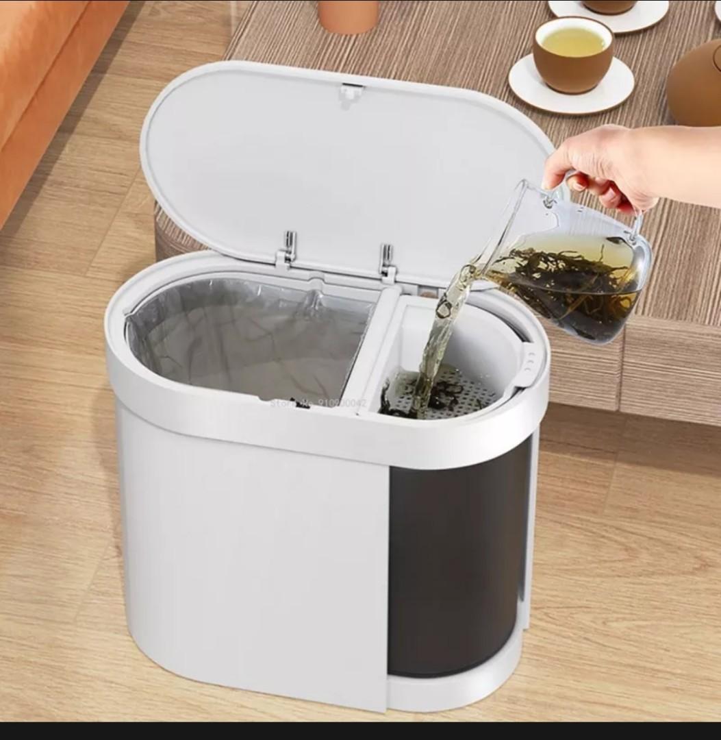 Trash bin with dry and wet separate trash can portable, Furniture ...