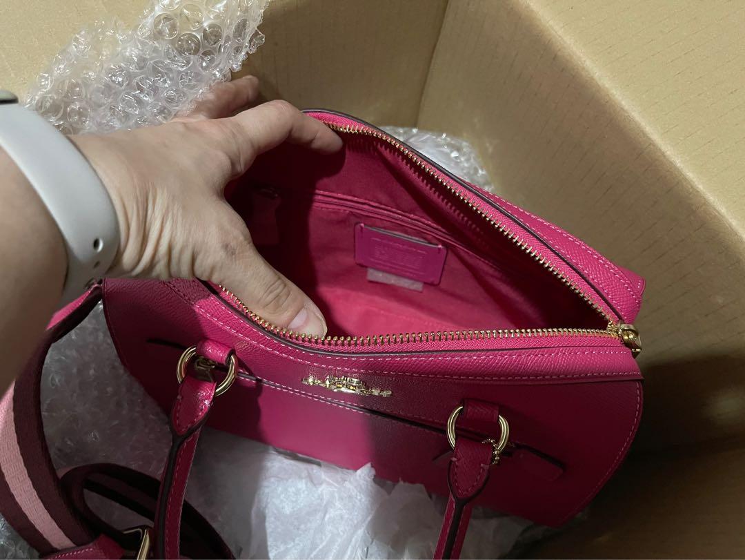 Original Coach Pink Rowan with Guitar Strap, Women's Fashion, Bags ...