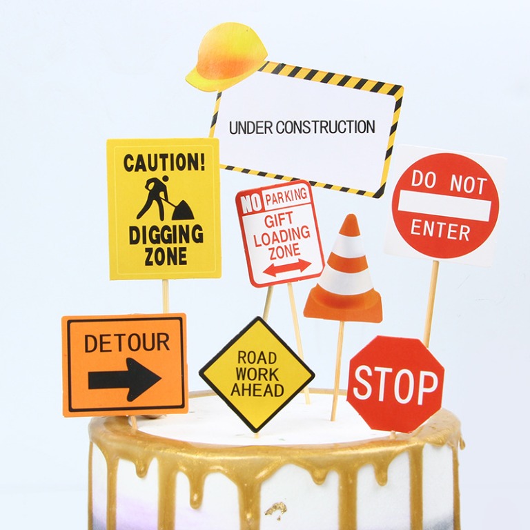 Construction | Road Sign | Truck Theme Birthday Cake Topper, Hobbies ...