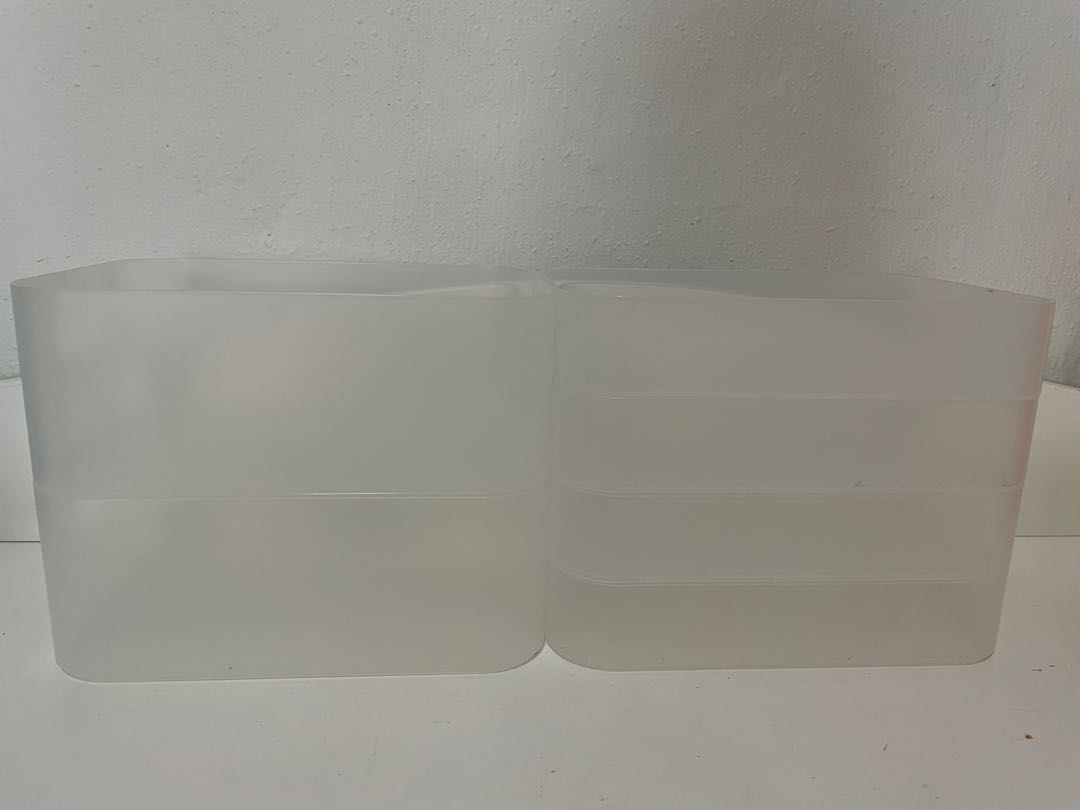 Daiso Transparent Stackable Storage Organizer Box + Small metal bucket ...