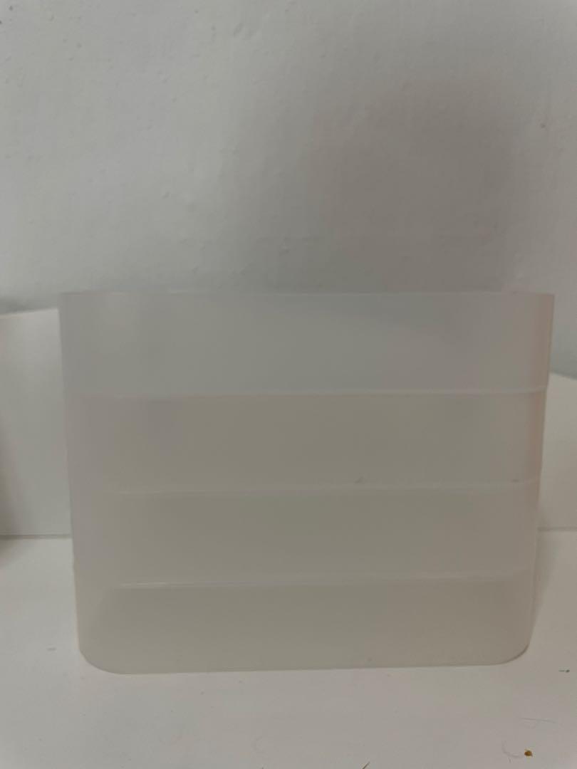 Daiso Transparent Stackable Storage Organizer Box + Small metal bucket ...
