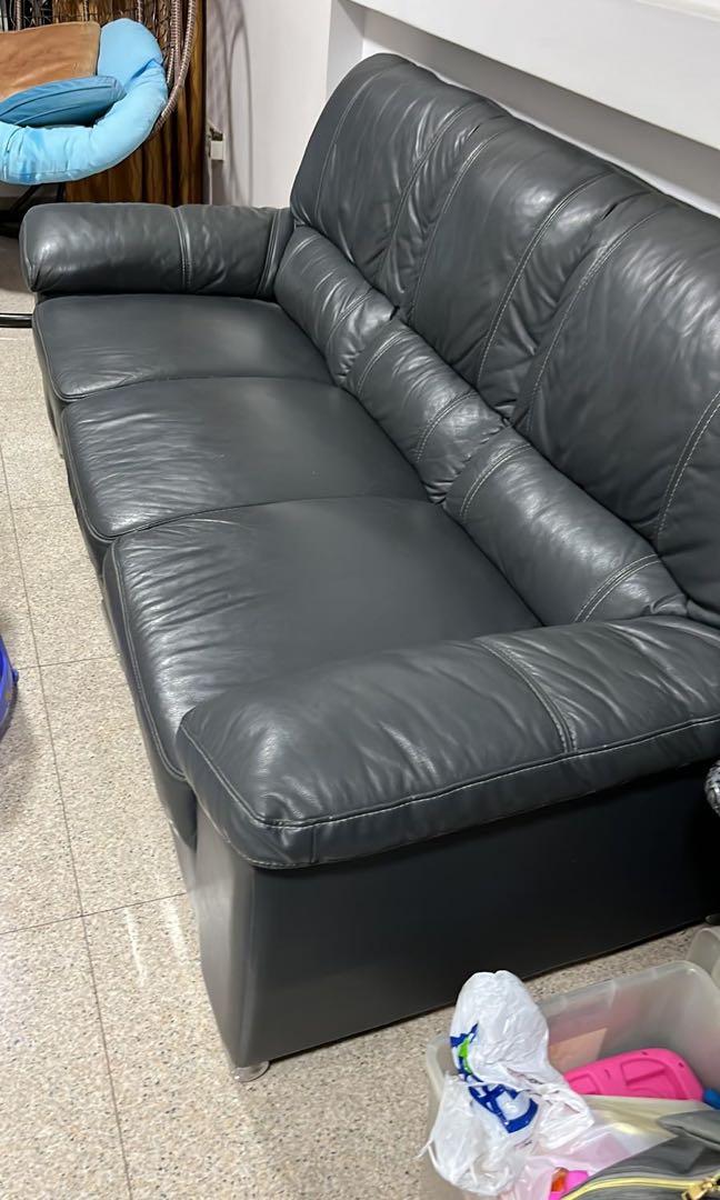 Half real and half fake Leather Sofa, Furniture & Home Living ...