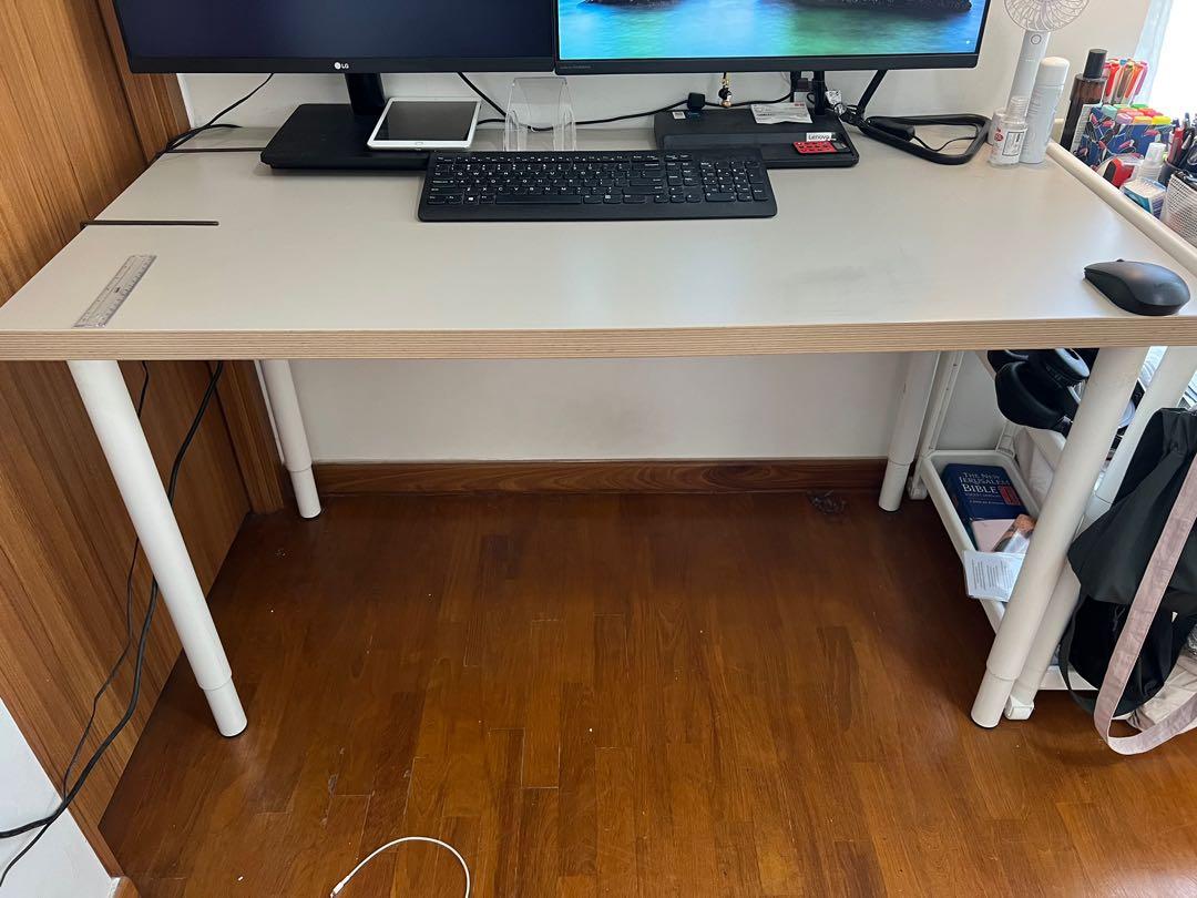 Ikea office or study desk with adjustable legs, Furniture & Home Living ...