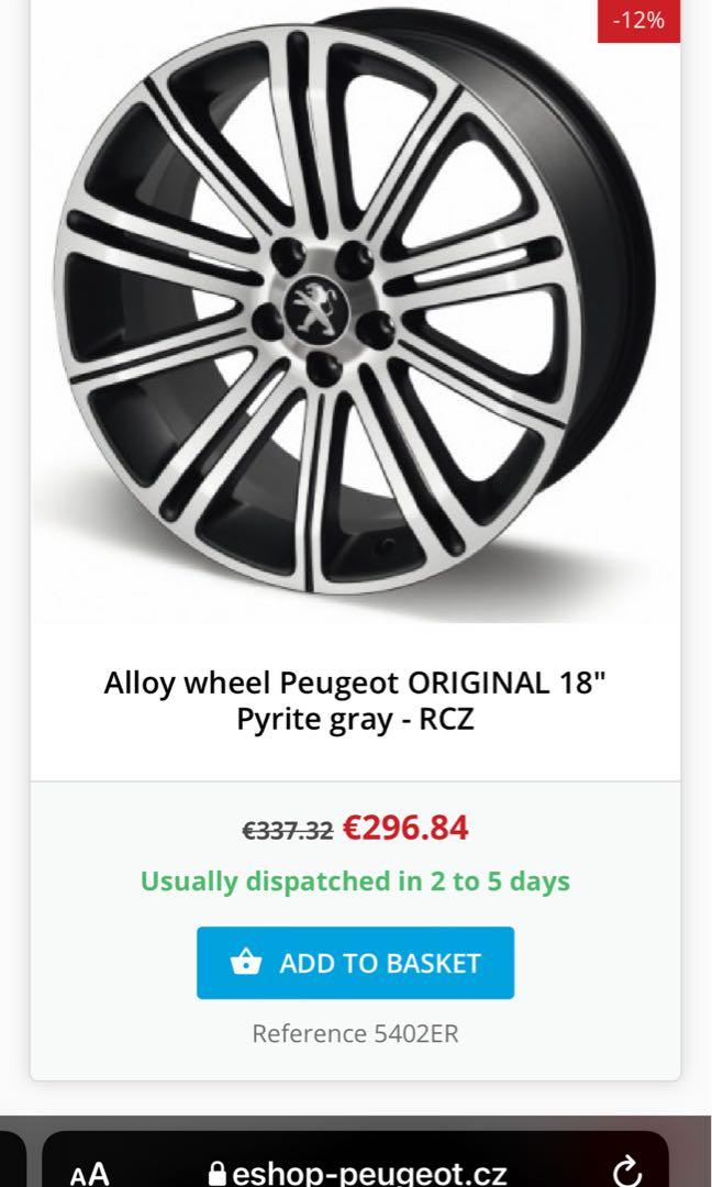 Peugeot RCZ 18’ rims for sale, Car Accessories, Tyres & Rims on Carousell