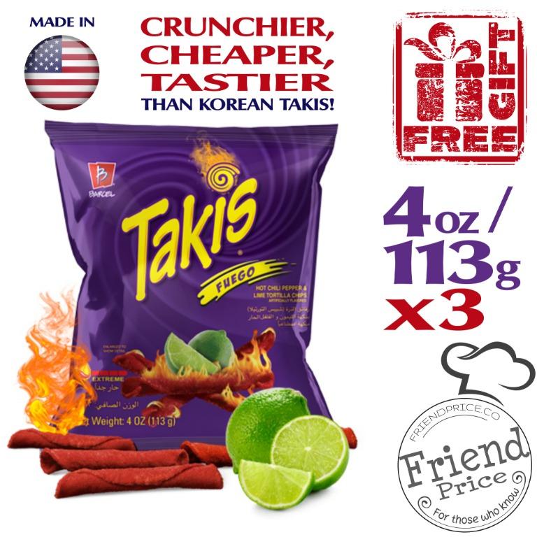 (3 Packs, 4 Oz. (113g) per pack) Takis Fuego Extreme Hot Tortilla Chips ...
