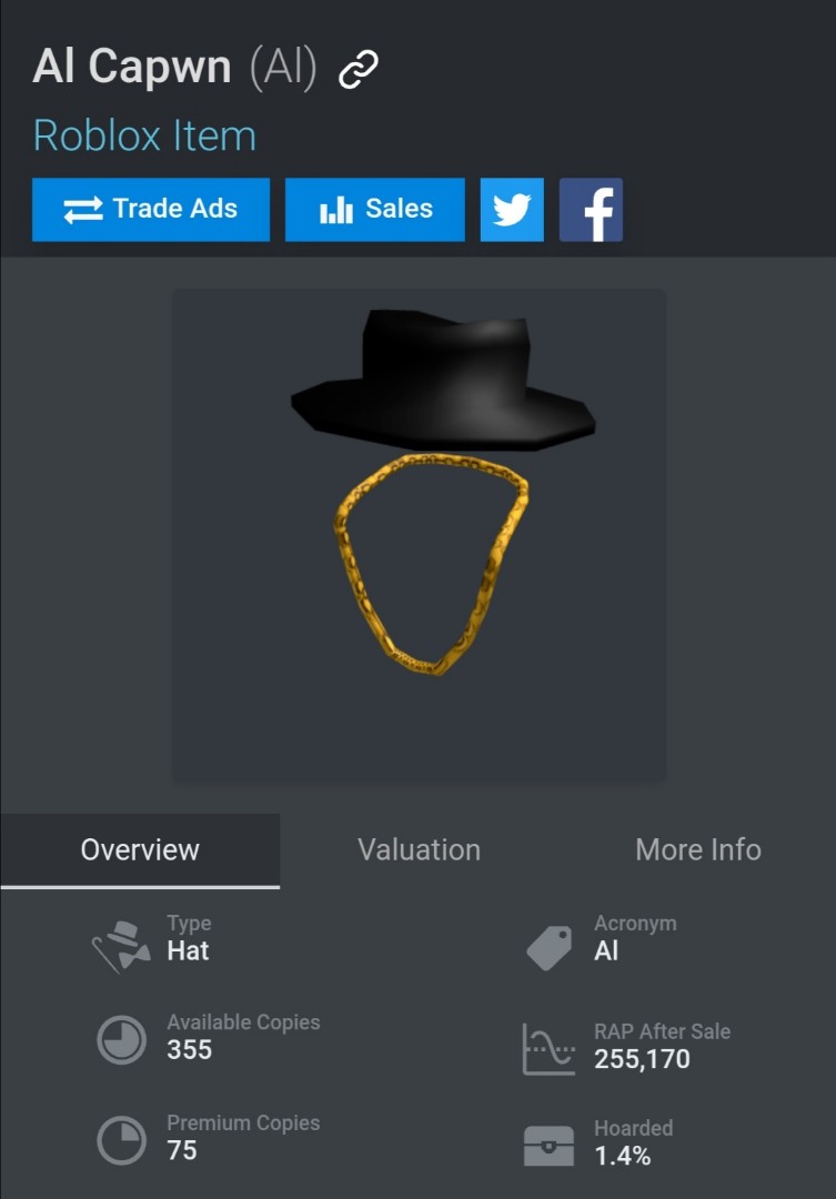 Roblox Demand Limited - Al Capwn, Video Gaming, Gaming Accessories, In ...