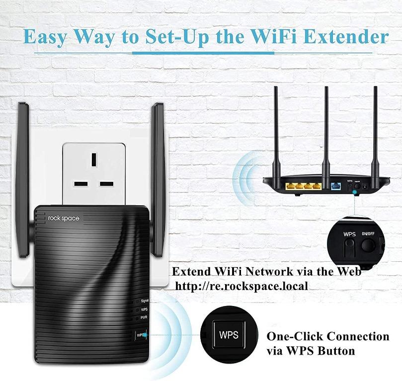Rockspace AC1200 WiFi Range Extender,1200Mbps Dual Band WiFi booster,2.4GHz& 5GHz Wifi Repeater ...