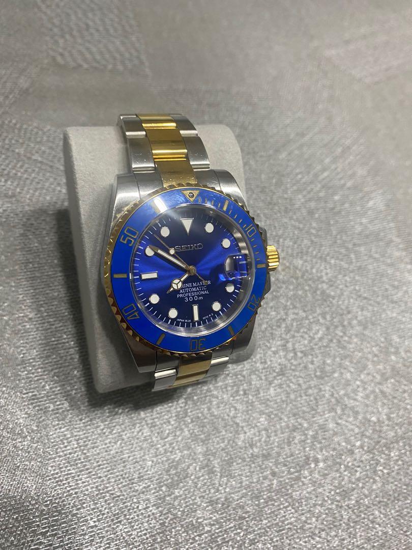 Seiko Mod Two Tone Blue, Luxury, Watches on Carousell