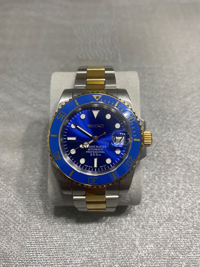 Seiko Mod Two Tone Blue, Luxury, Watches on Carousell