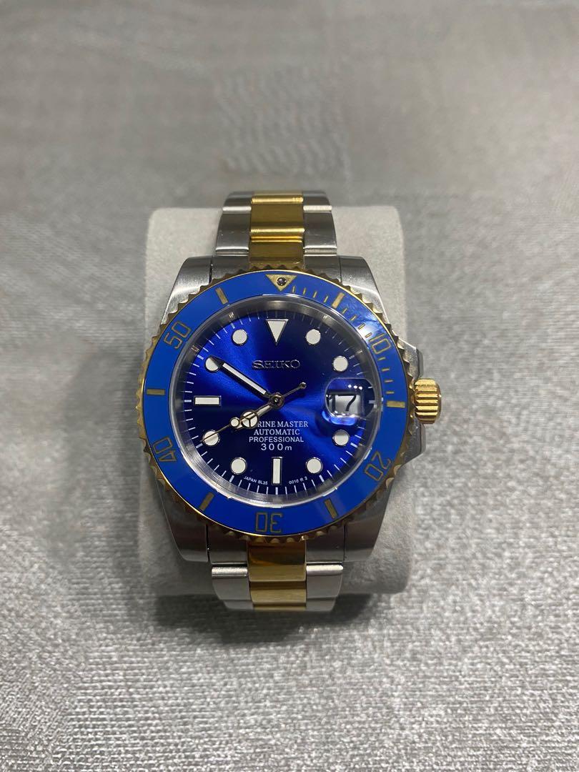 Seiko Mod Two Tone Blue, Luxury, Watches on Carousell