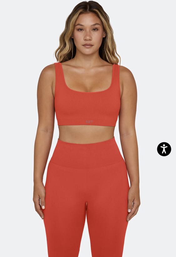 Set Active Sculptflex Box Cut Ribbed Bra, Women's Fashion, Activewear ...