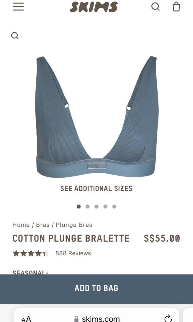 SKIMS Cotton Plunge Bra in Kyanite, Women's Fashion, New Undergarments ...