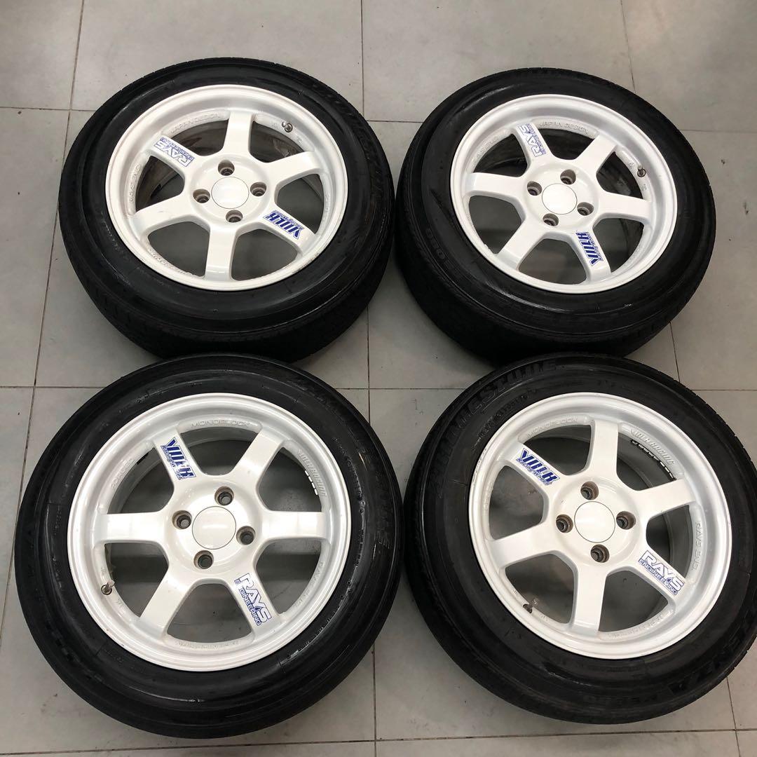 Sport Rim TE37 15x7jj pcd100 siap tayar, Auto Accessories on Carousell