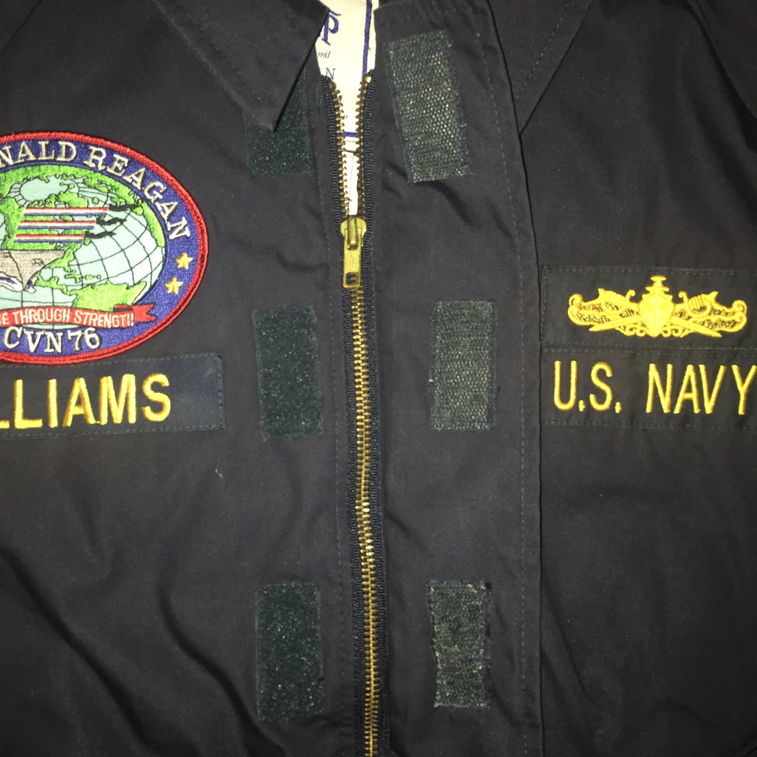 Vintage 1990s Navy Flight Bomber Jacket USS Ronald Reagan, Men's ...