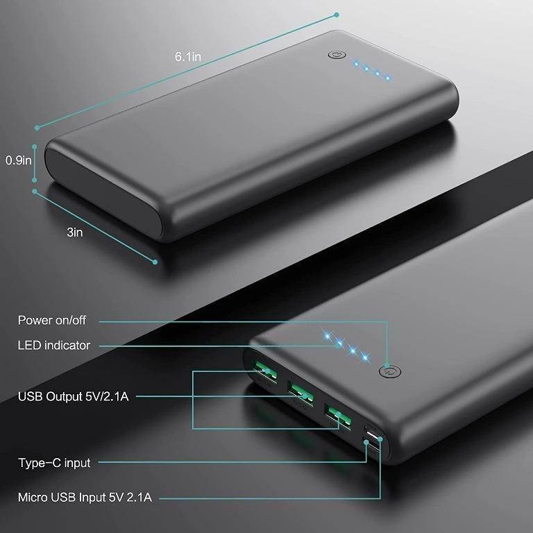 36800 milliamp portable charger, Triple output and dual input battery ...