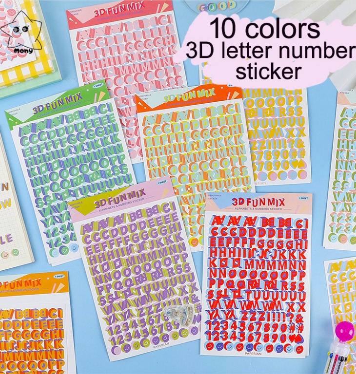 3D Letter Number Sticker / Alphabet Deco Sticker, Hobbies & Toys ...