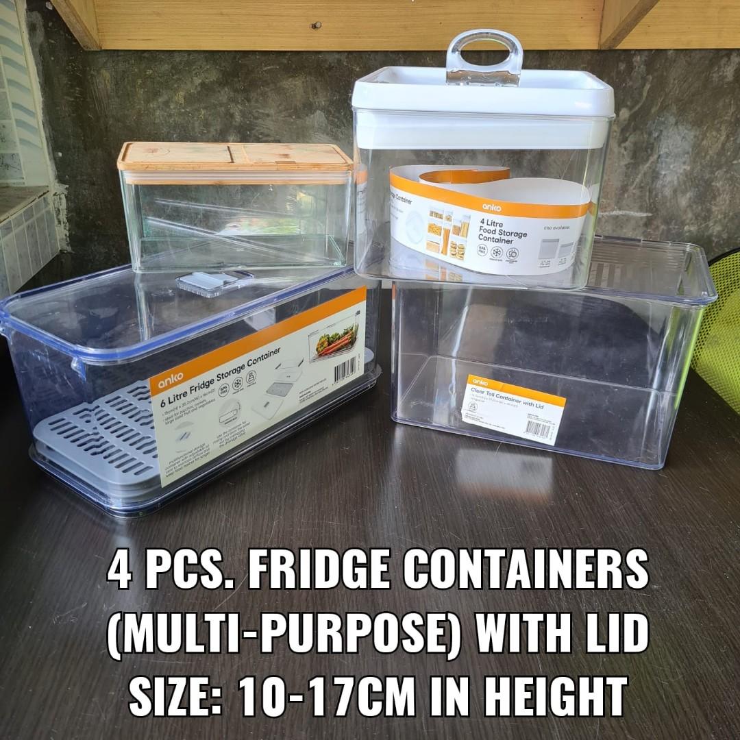 4 PCS. CLEAR STORAGE/FRIDGE CONTAINERS - (MULTI-PURPOSE) TAKE-ALL ...