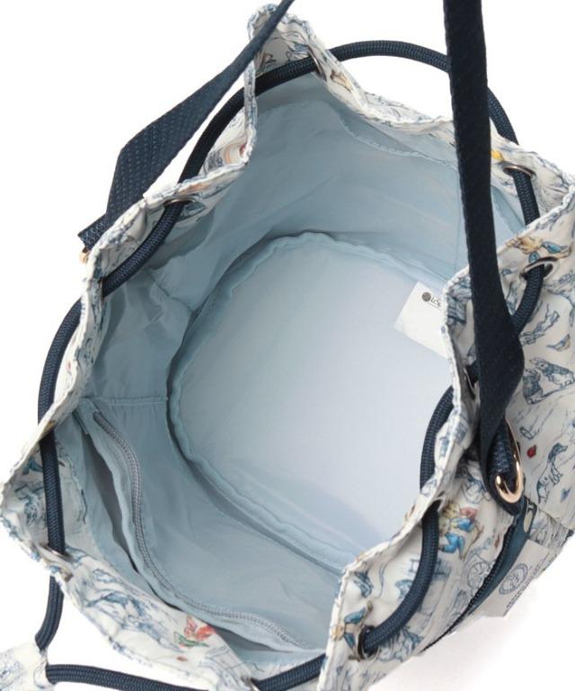 日本 LeSportsac X 彼得兔 Peter Rabbit 白藍色帆布 LARGE ARIA 束口 水桶袋, 公告欄 - Carousell